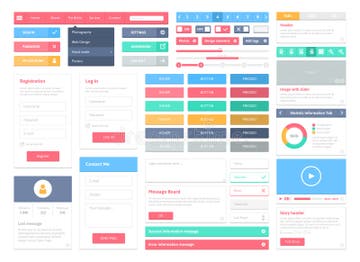 Flat User Interface Elements Set Stock Vector - Illustration of flat ...
