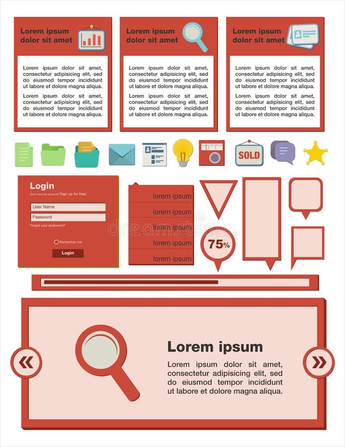 Flat User Interface - Red Colour Stock Vector - Illustration of info ...