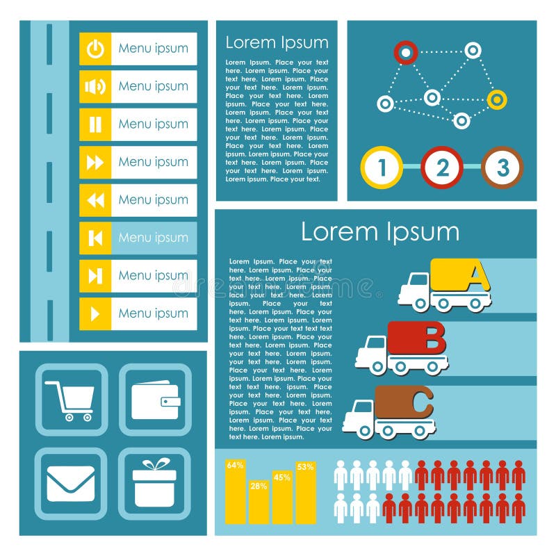 Flat User Interface Ui Infographics Template Ill Stock Vector
