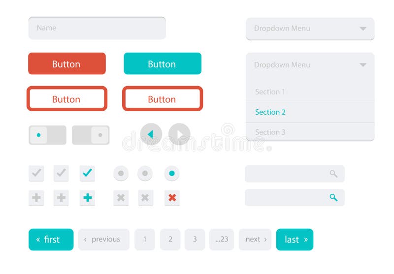 Flat User Interface Vector Set for Website Development Stock Vector ... Flat User Interface Vector Set for Website Development Stock Vector ...
