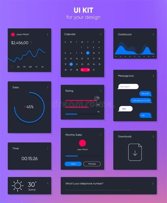 Flat User Interface Vector Set For Website Development And Mobile Application Design Message