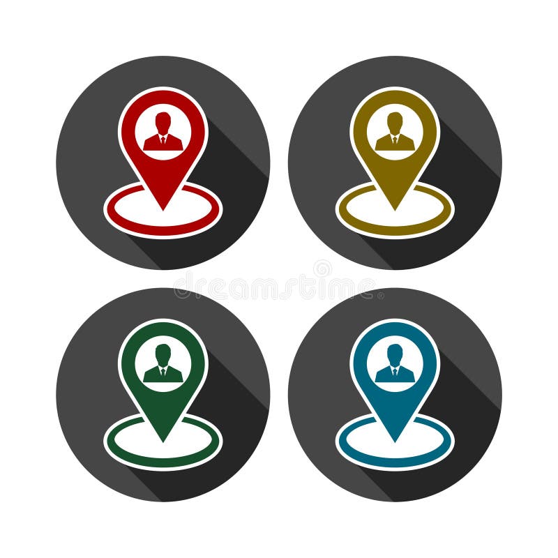 Flat User Location Icon Set Stock Vector - Illustration of flat ...