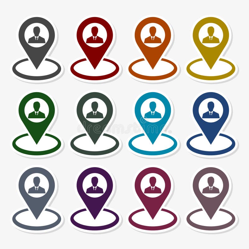 Flat User Location Icon Set Stock Vector - Illustration of flat, circle ...