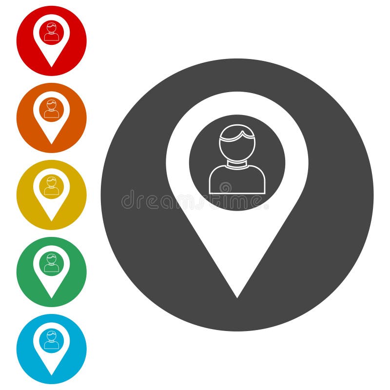 Flat User Location Icon, User Location Icon Stock Vector - Illustration ...