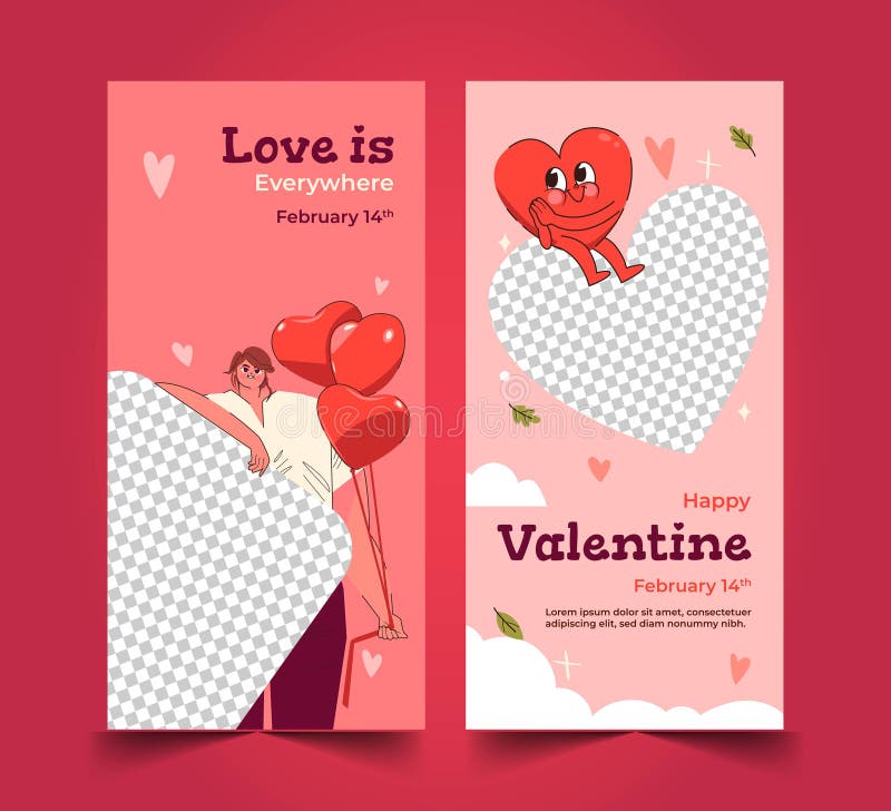 Flat Valentine S Day Vertical Banner Template Design Vector Stock ...