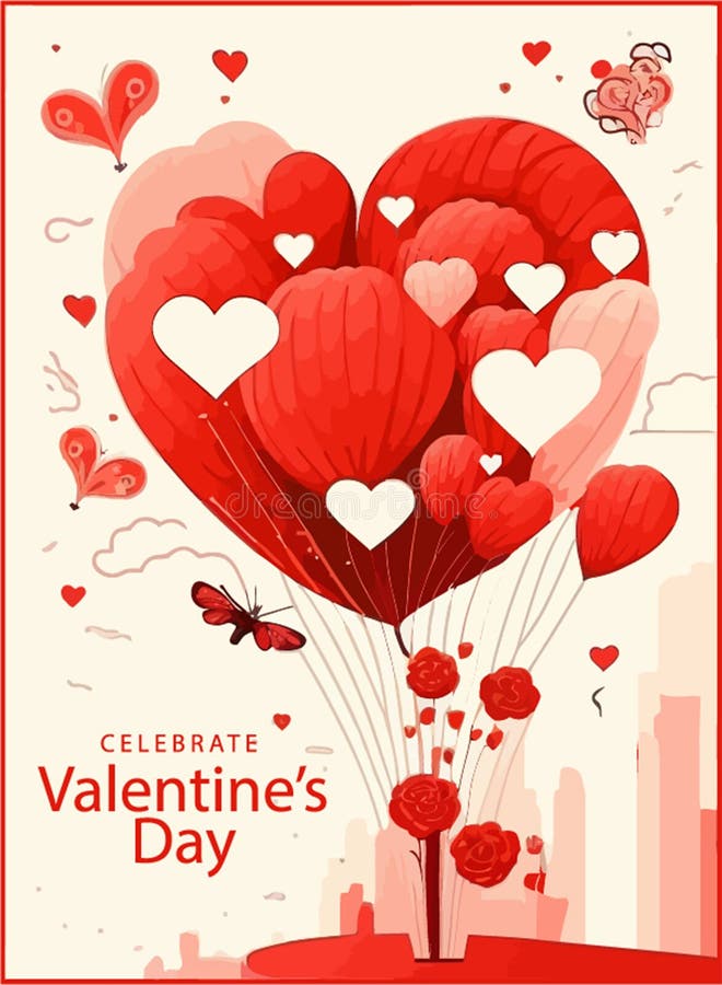 Flat Valentine S Day Celebration Greeting Cards, Illustration. Stock ...