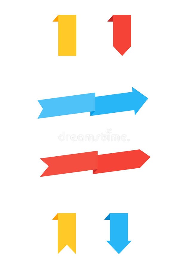 Flat Vector Arrows Banners. Illustration Set of Colorful Arrows Stock ...