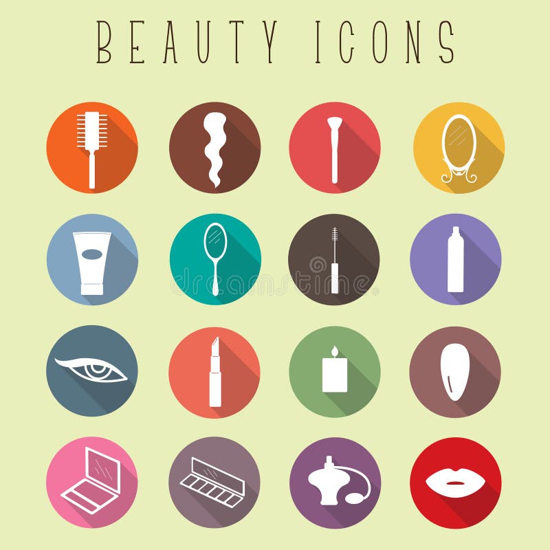 Flat Vector Beauty Icons Set Stock Vector - Illustration of flat, cream ...
