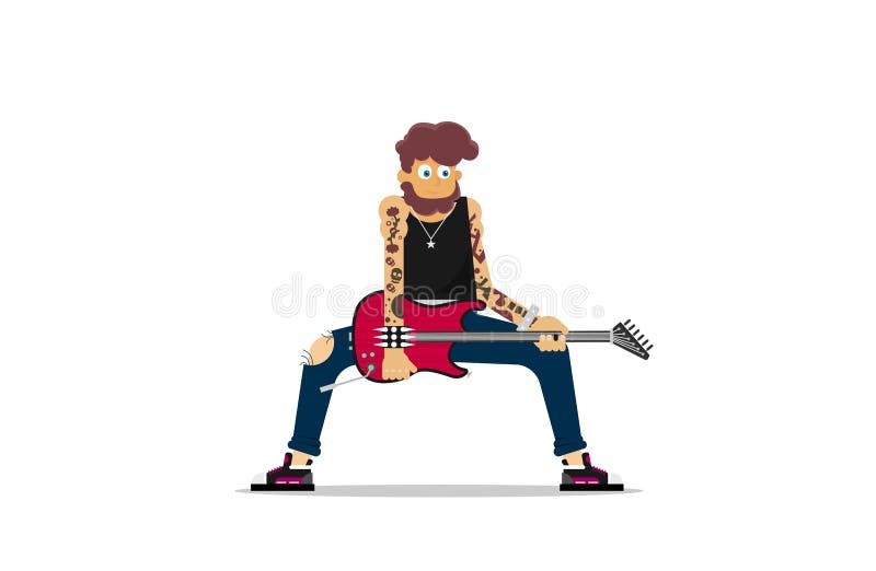 Cartoon Rocker Screaming with Speech Bubble Stock Vector - Illustration ...