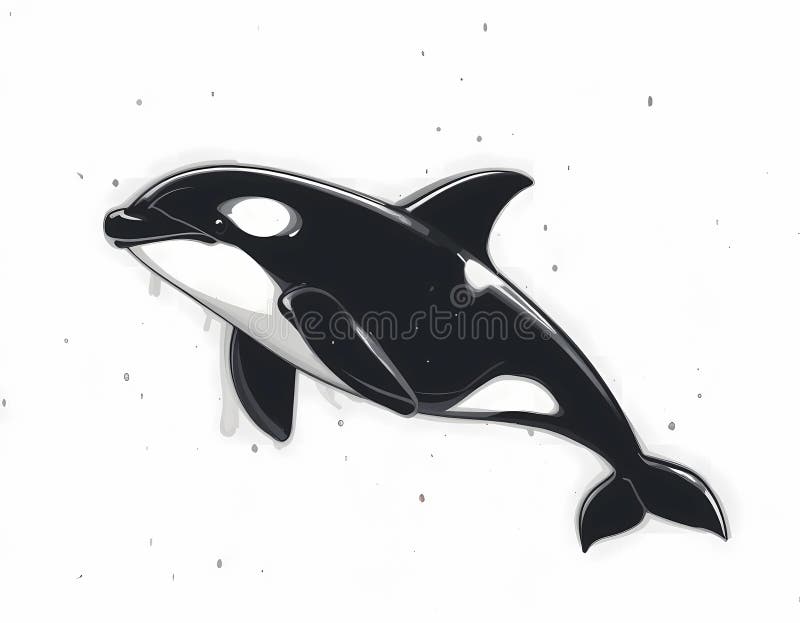 Flat Vector Cartoon Orca Whale Jumping Stock Illustration ...