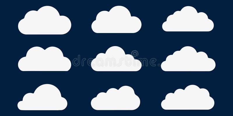 Flat Vector Clouds Set - Minimalist Sky and Weather Elements Stock Illustration - Illustration ...