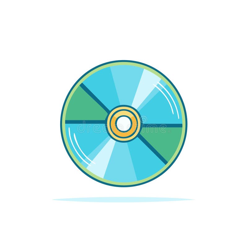 Flat Vector Compact Disc Illustration with Green and Blue Color Palette ...