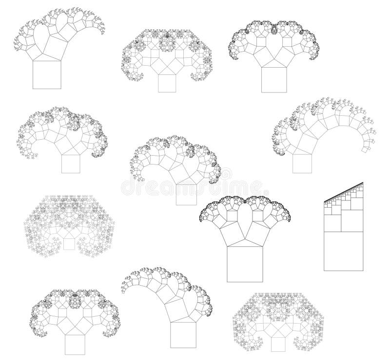 Flat Vector Computer Generated L-system Branching Fractal Set ...