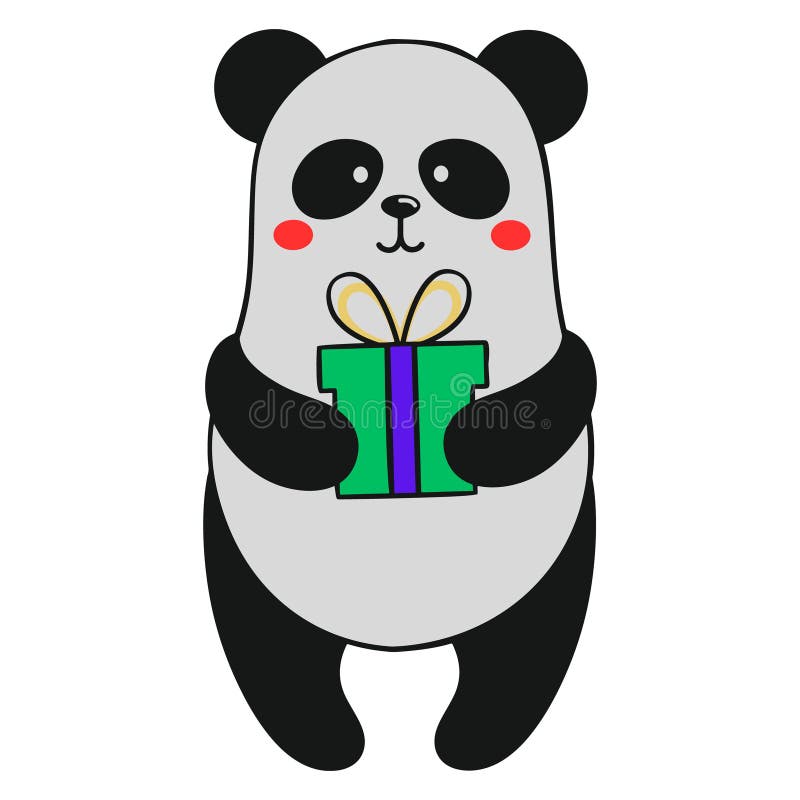 Cute Panda with Bamboo, Vector Illustration Eps Stock Vector ...