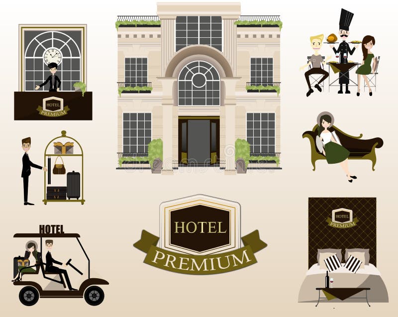 Flat Vector Design Elements of Hotel Service.Vector Stock Vector ...