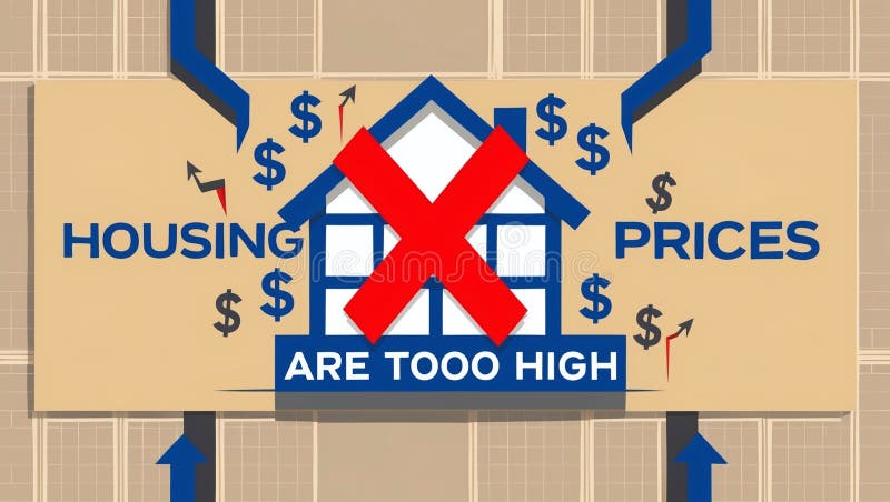 Flat Vector Design Emphasizing High Housing Prices with Bold Colors and ...