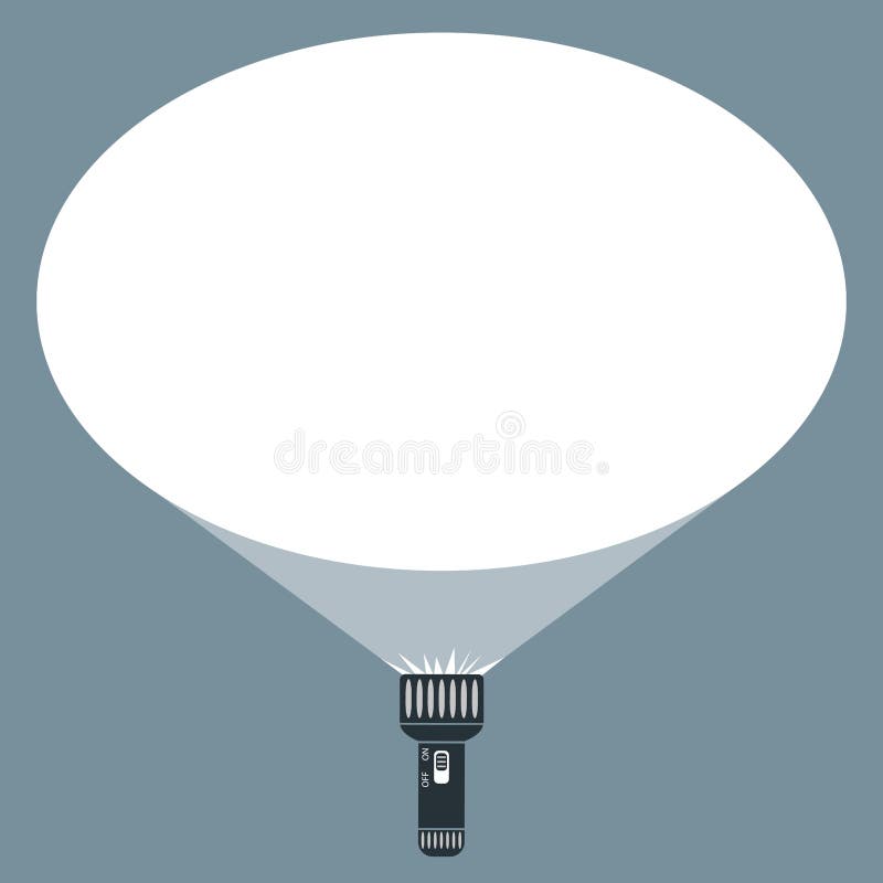 Flat Vector Design of Hand Flashlight and Projection Round Light Beam ...