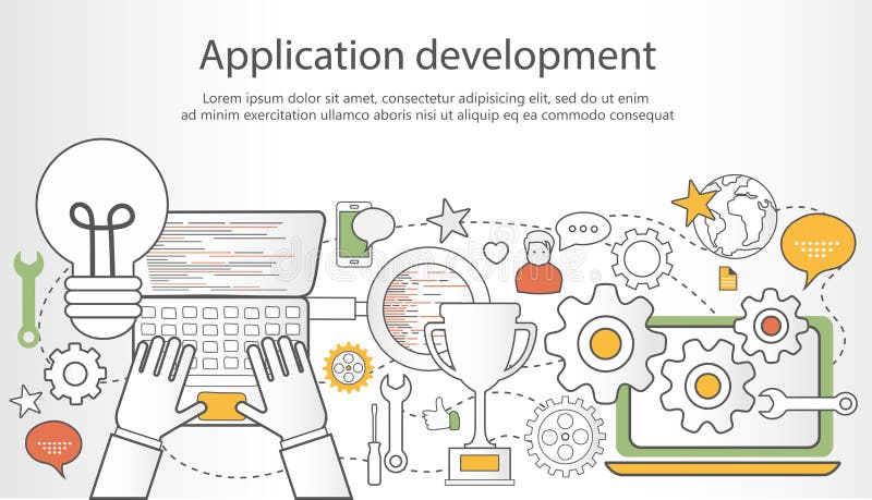 Flat Vector Design Illustration Concept for Application Development ...