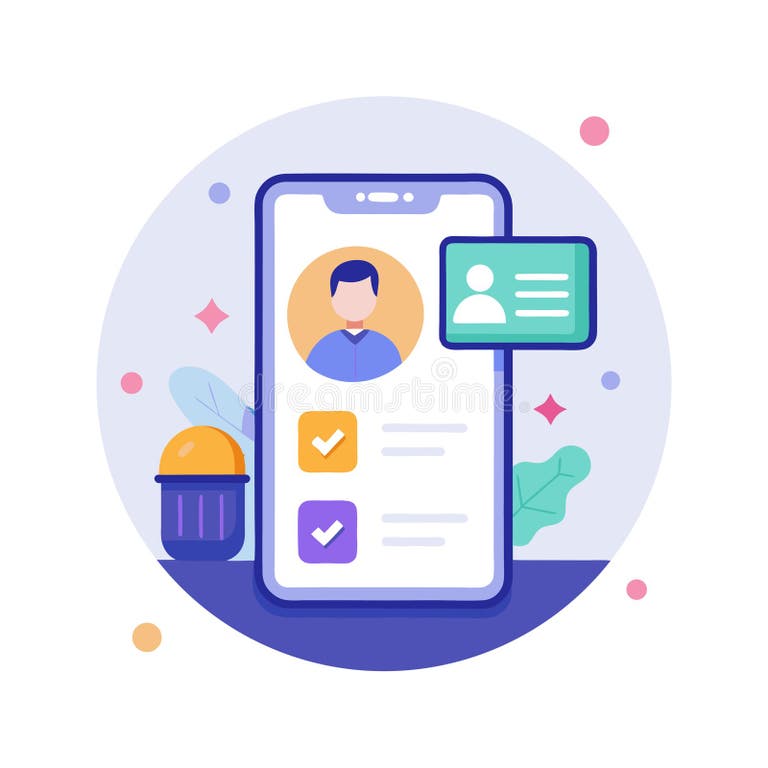 Mobile Task Management Application Interface Design with User Profile and Checklist Items Stock ...