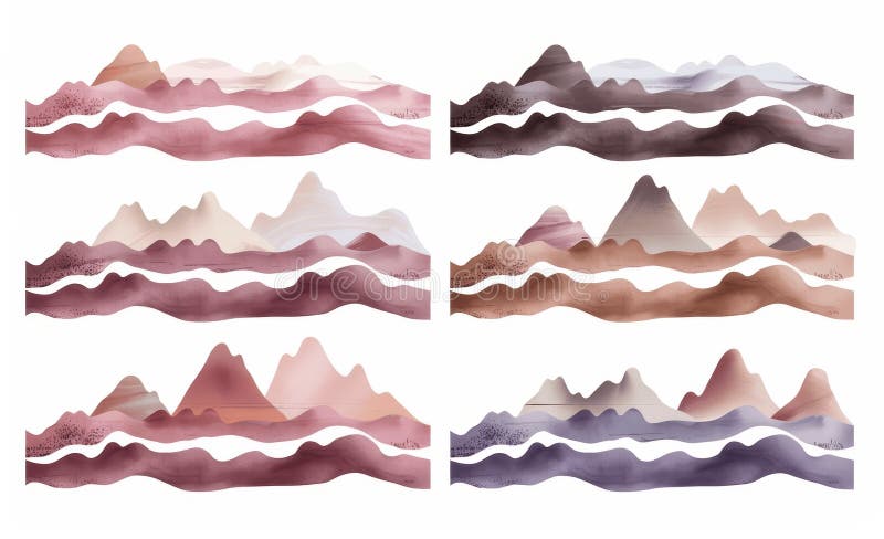 Flat Vector Dusty Pink and Brown Hill Shapes Clipart Illustration Stock ...