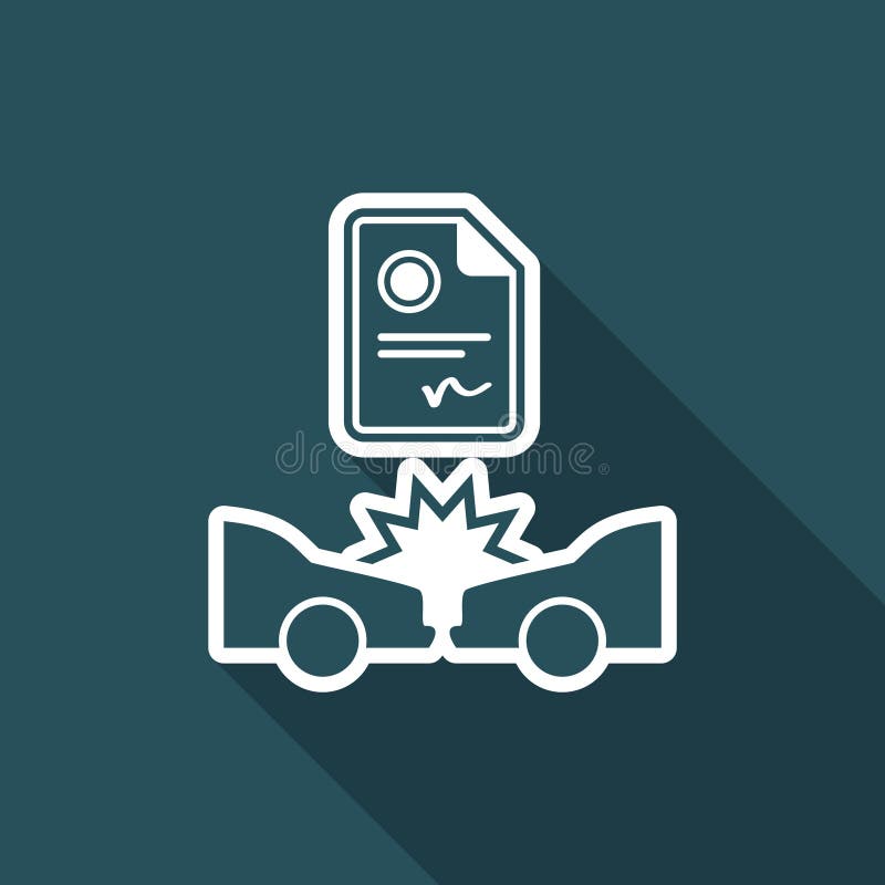 Car Crash Document - Vector Flat Icon Stock Vector - Illustration of ...