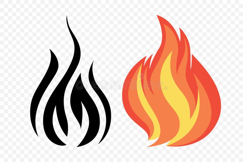 Flat Vector Fire Flame Icon Set. Campfire Shape Sign, Isolated. Bonfire ...