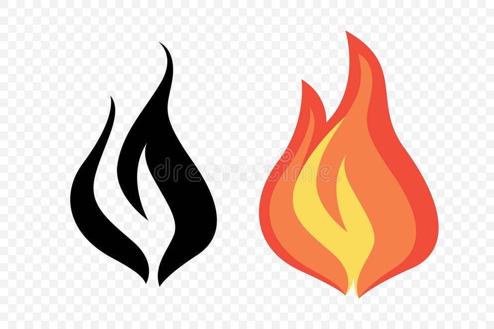 Flat Vector Fire Flame Icon Set. Campfire Shape Sign, Isolated. Bonfire ...