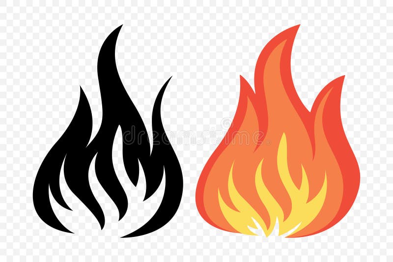 Flat Vector Fire Flame Icon Set. Campfire Shape Sign, Isolated. Bonfire ...