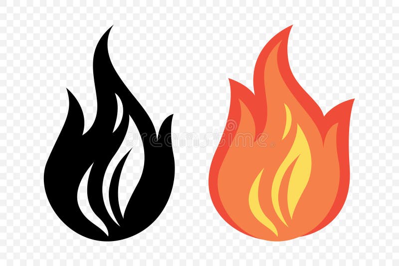 Vector Fire Flame Icon Set, Isolated. Campfire Shape Sign, Bonfire ...