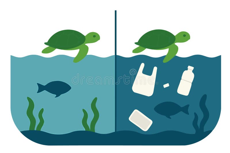Clean Vs. Polluted Earth. AI-generated Stock Illustration ...