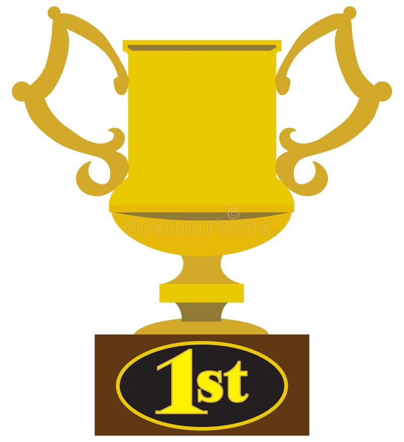 Flat Vector First Place Gold Trophy with Base Stock Vector ...