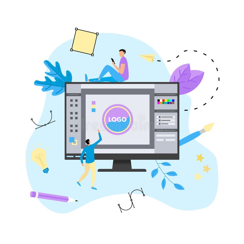 Flat Vector Graphic Design Concept with Designer with an Open Design ...