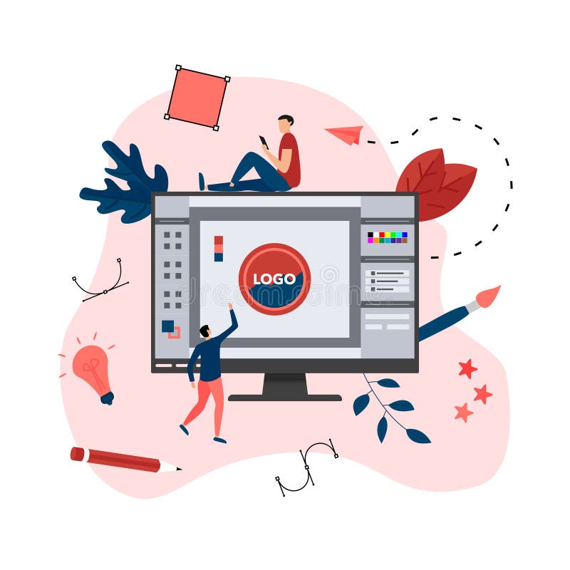 Flat Vector Graphic Design Concept with Designer with an Open Design ...