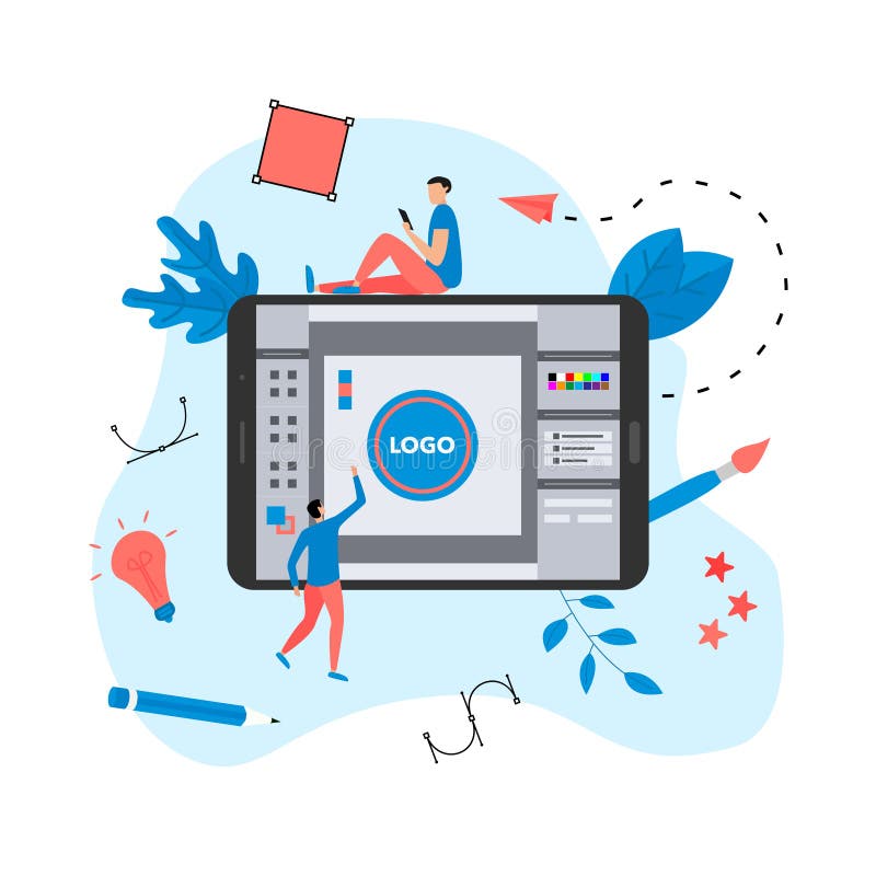 Flat Vector Graphic Design Concept with Designer with an Open Design ...