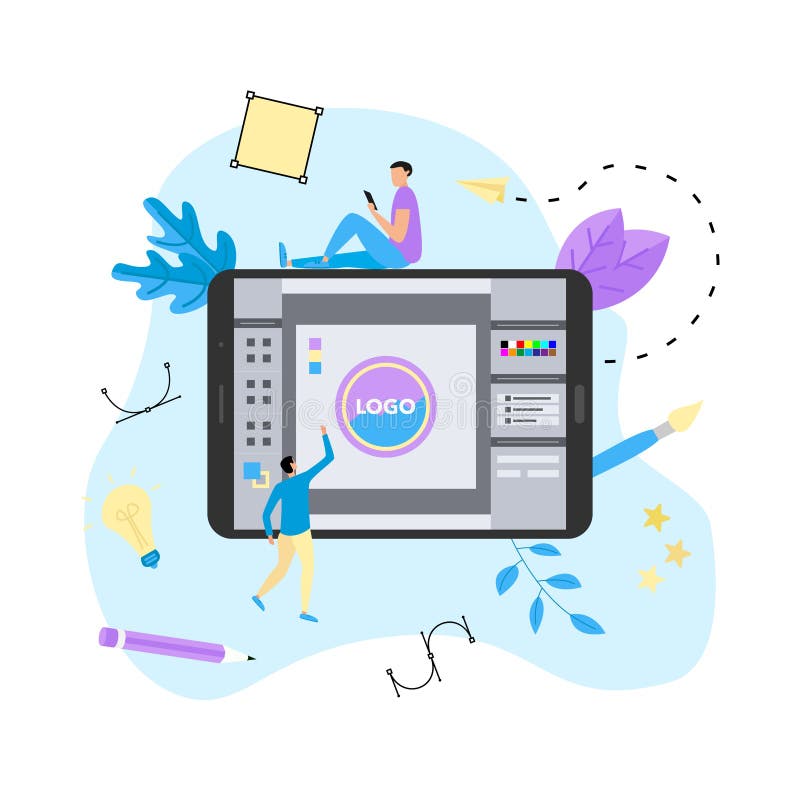 Flat Vector Graphic Design Concept with Designer with an Open Design ...