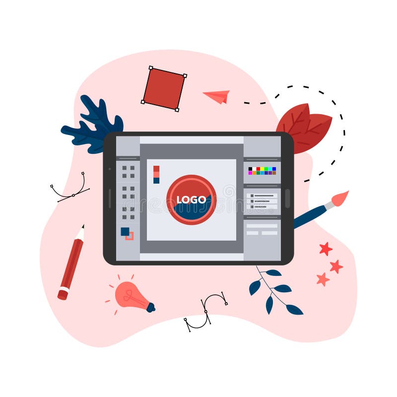 Flat Vector Graphic Design Concept with Designer with an Open Design ...