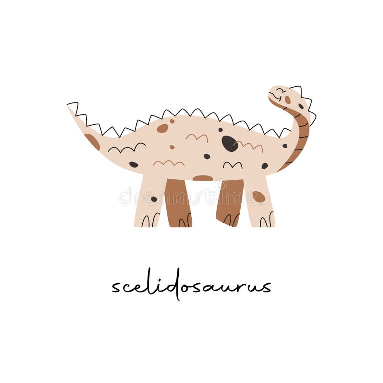 Flat Vector Flat Hand Drawn Vector Illustration of Scelidosaurus Dinosaur Stock Vector ...
