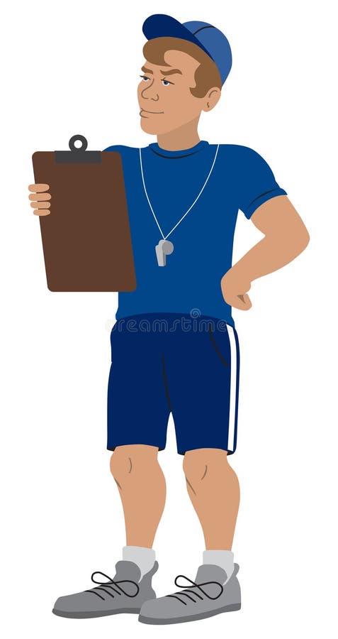 Flat Vector High School Coach Stock Illustration - Illustration of ...