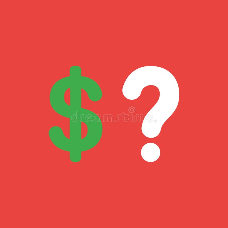 Vector Icon Concept of Dollar Symbol with Question Mark on Red B Stock ...