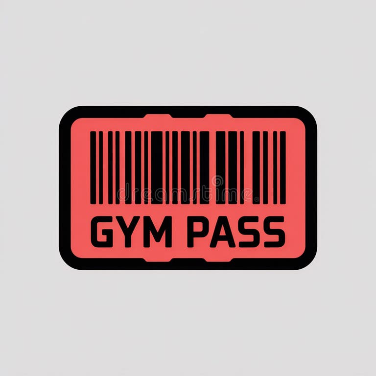 Flat Vector Icon Depicting a Coral Red Gym Pass with a Black Barcode ...