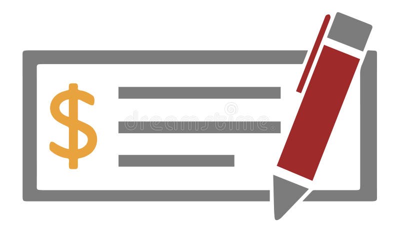 Flat Vector Icon of a Financial Check with Dollar Sign and Pen Stock ...