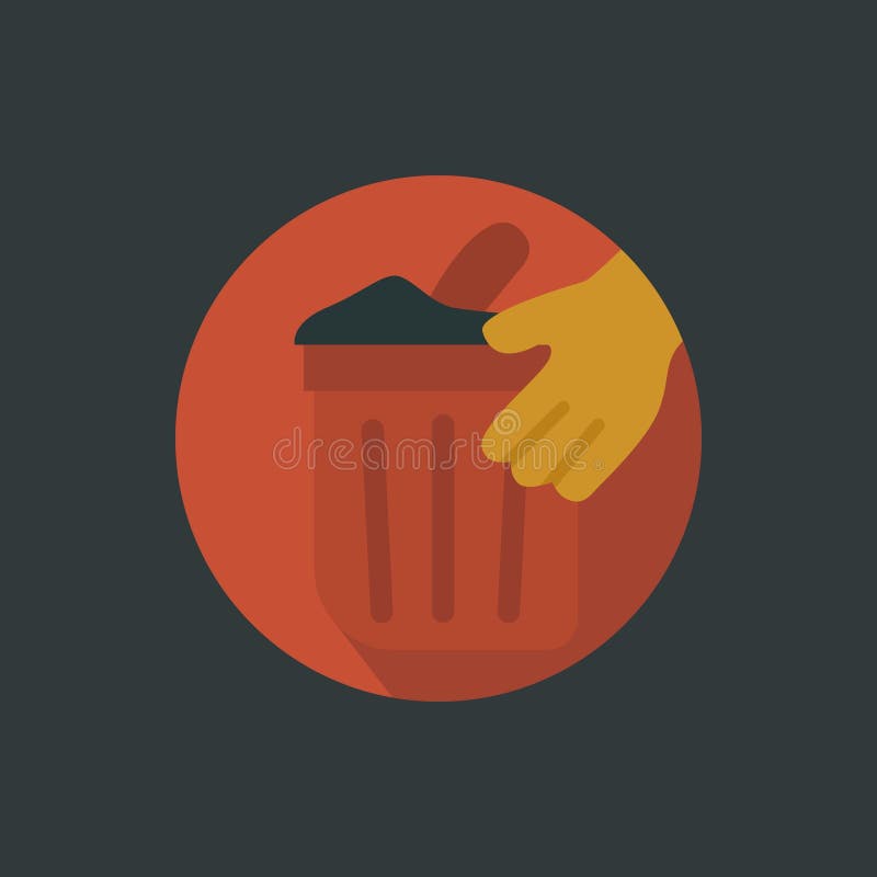 Flat Vector Icon of Hand Throwing Garbage into Trash Bin Stock Vector - Illustration of cleanup ...