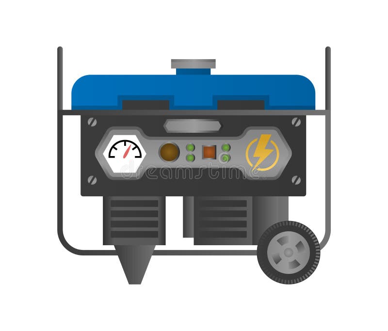 Flat Vector Icon of Portable Power Electric Generator Station. Camping ...