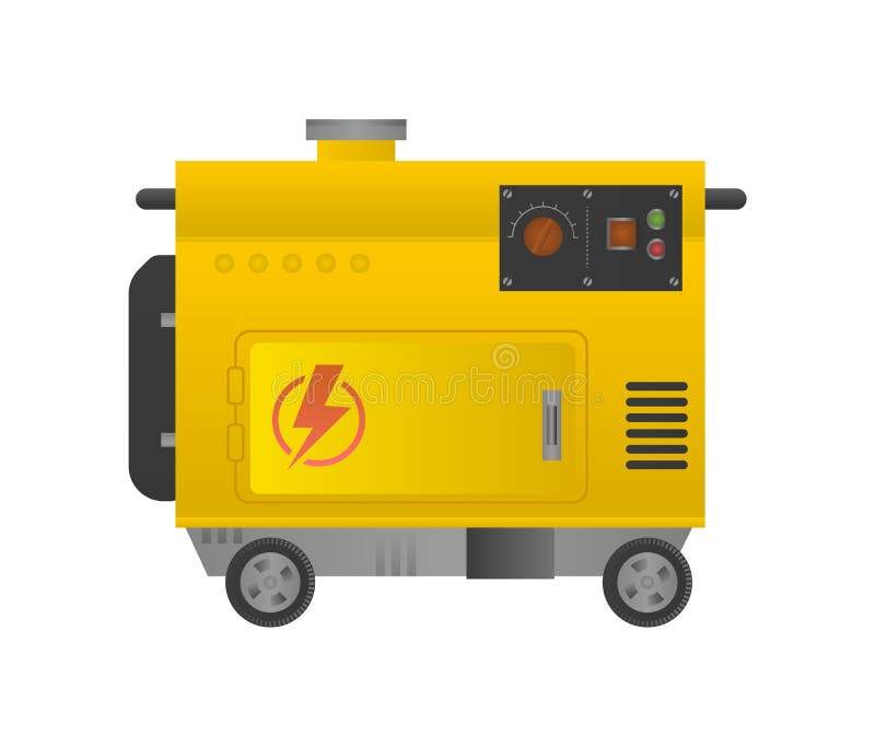 Flat Vector Icon of Portable Power Electric Generator Station. Camping ...