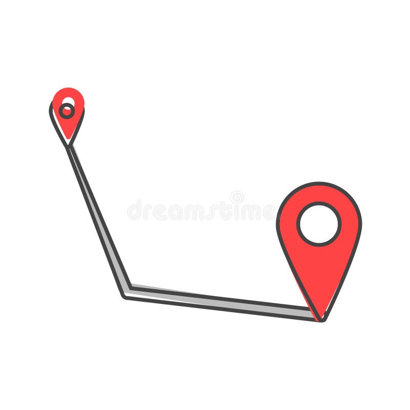 A Flat Vector Icon is a Road. Route from Point To Point Cartoon Style ...