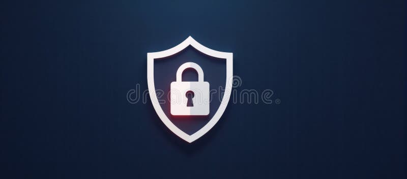Flat Vector Icon Security Shield with Lock Cybersecurity Stock ...