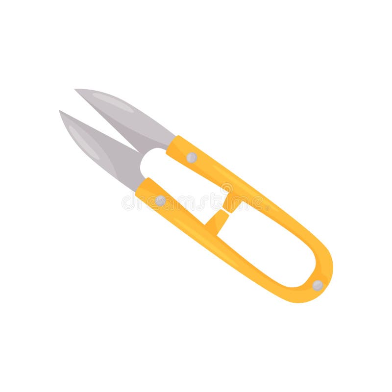 Flat Vector Icon of Steel Thread Clippers with Bright Yellow Handle ...