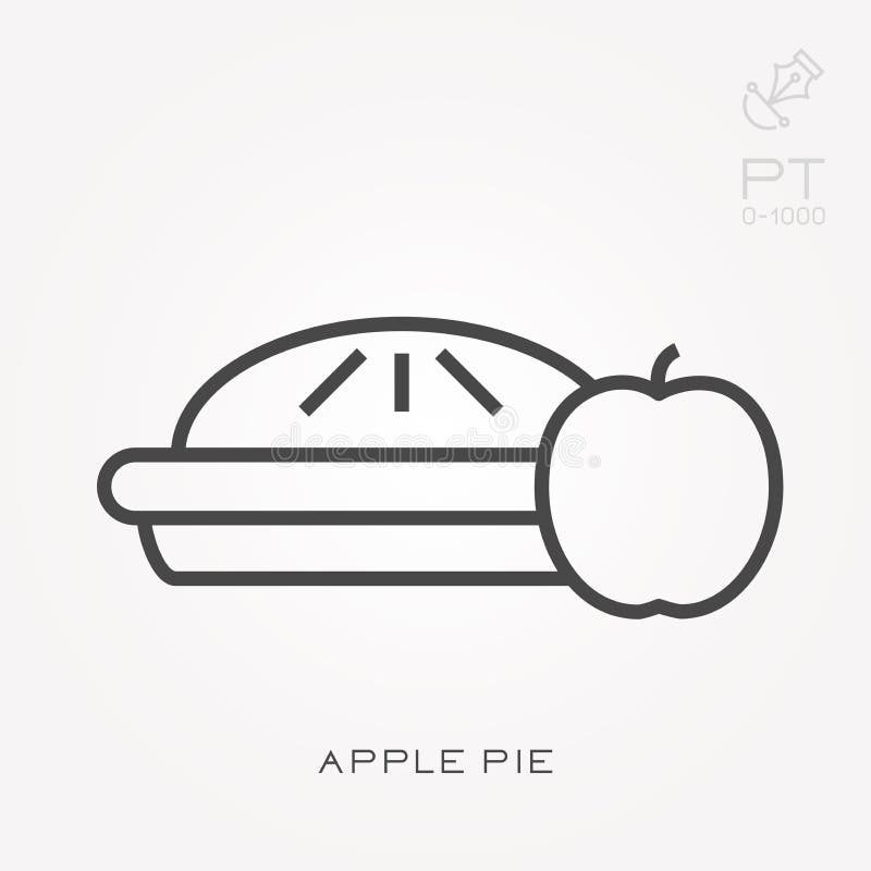 Flat Vector Icons with Apple Pie Stock Vector - Illustration of dessert ...