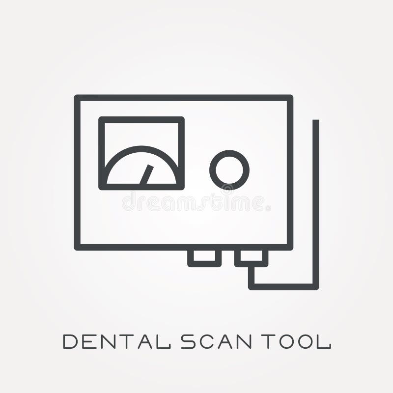 Flat Vector Icons with Dental Scan Tool Stock Vector - Illustration of ...