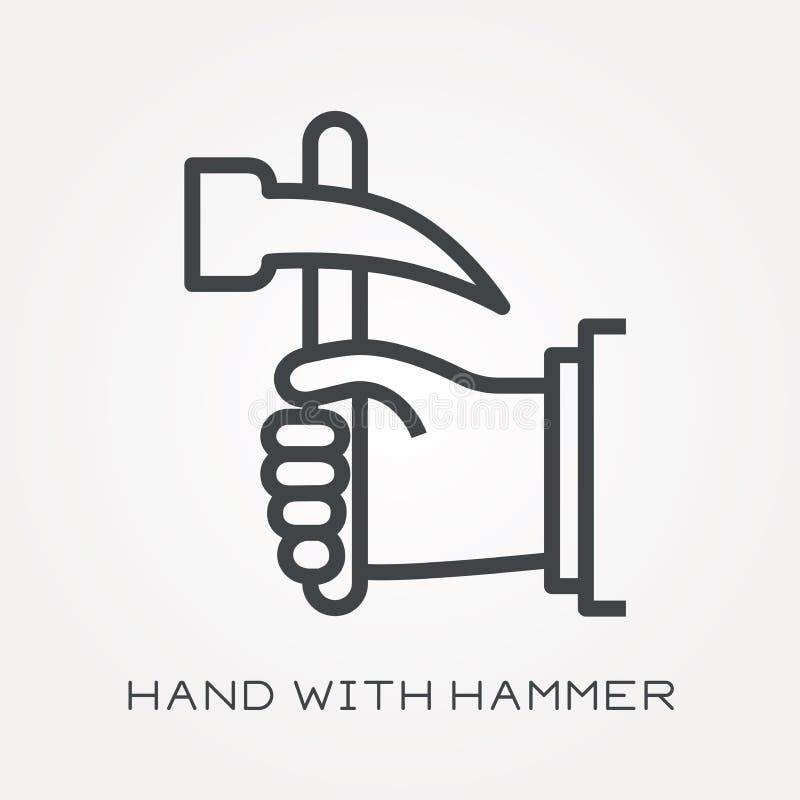 Flat Vector Icons with Hand with Hammer Stock Vector - Illustration of ...